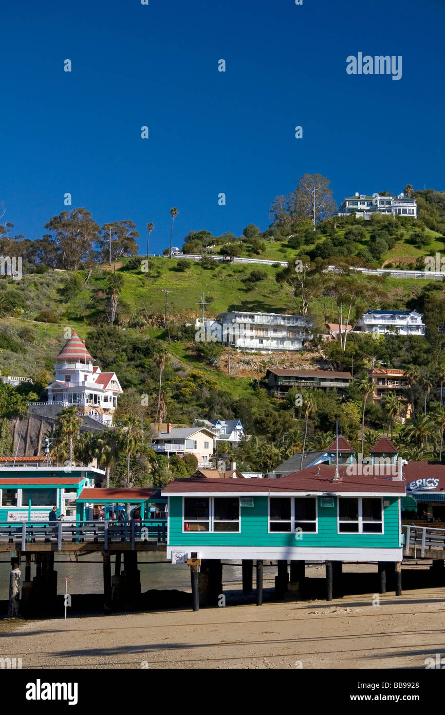 The Green Pier in Avalon Harbor on Catalina Island California USA Stock ...