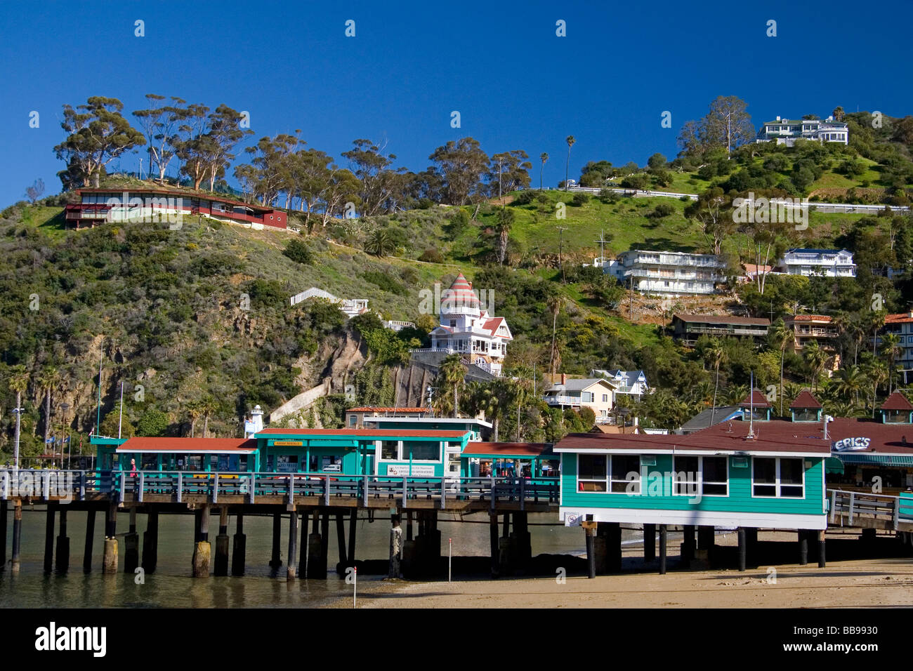 The Green Pier in Avalon Harbor on Catalina Island California USA Stock ...