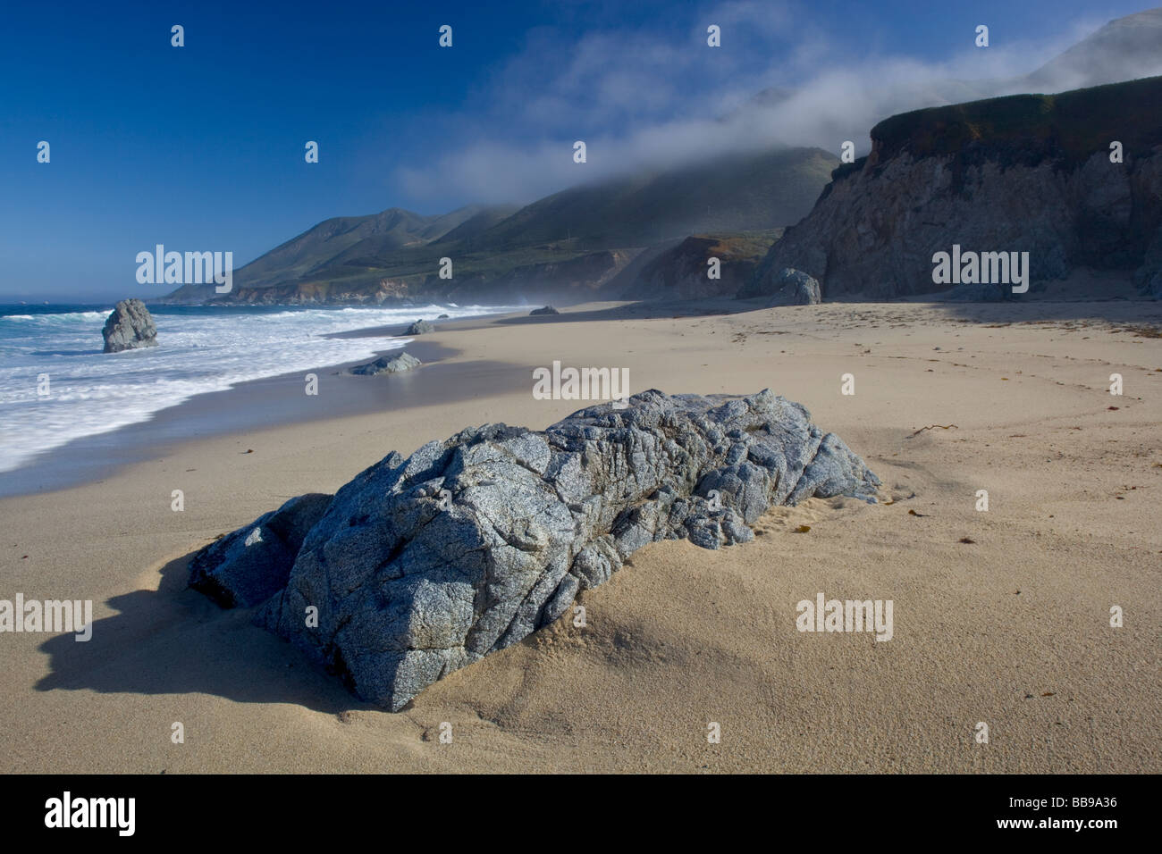 Garrapata State Park CA Garrapata Beach and isolated rocks with fog ...