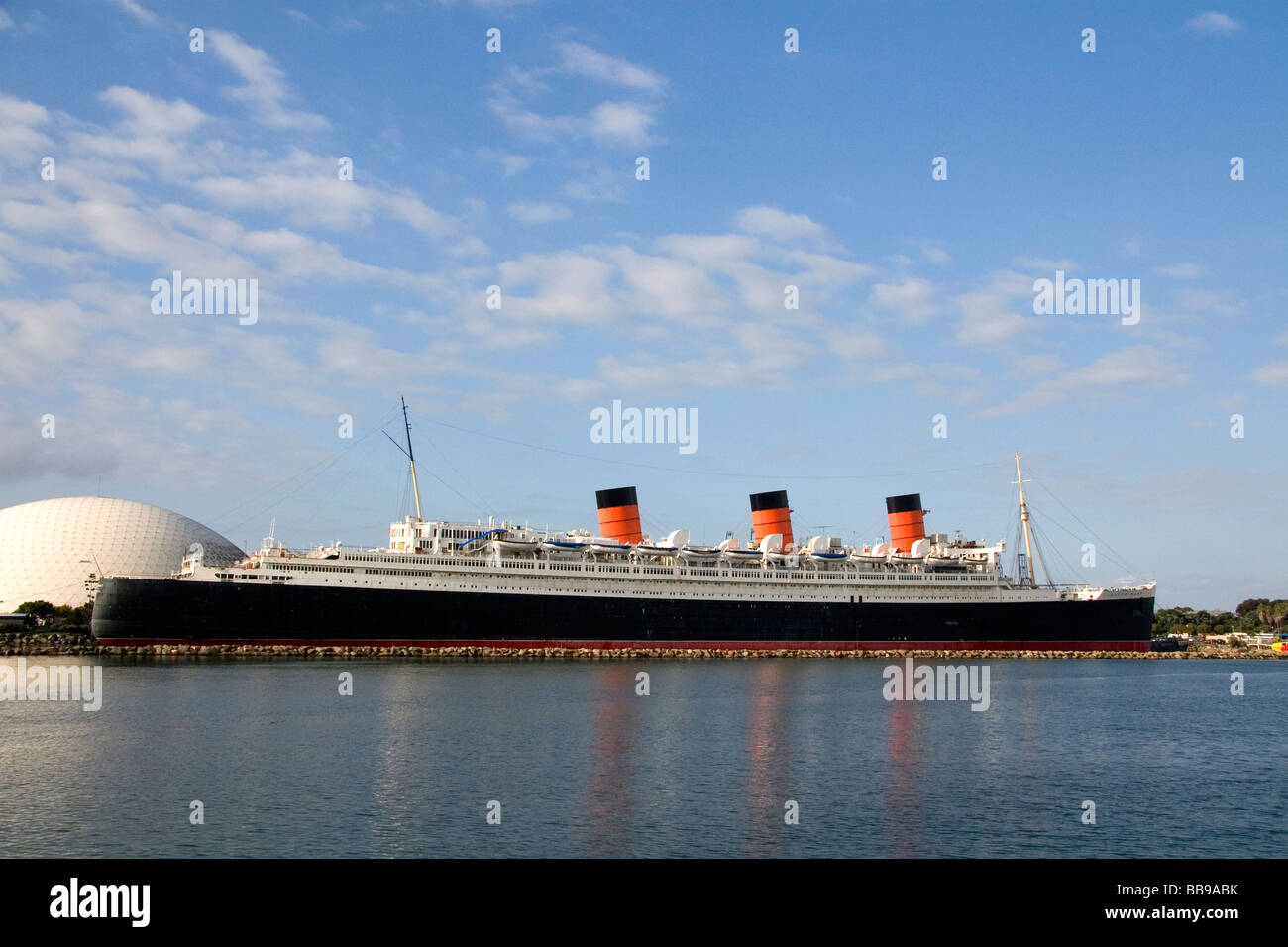 The Queen Mary museum and hotel ship at Long Beach Califorina USA Stock ...