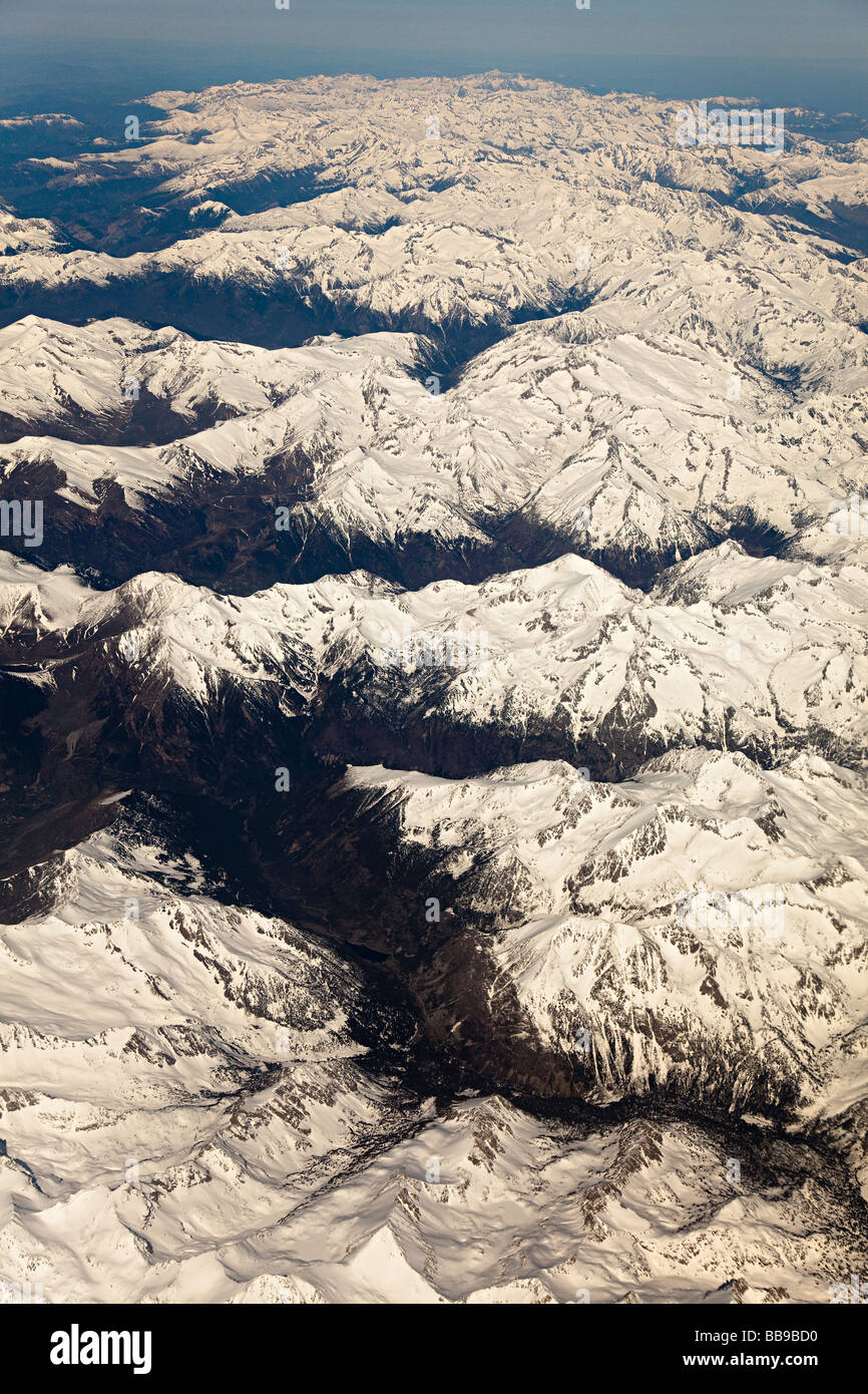 Pyrenees mountain range covered in snow Spain Stock Photo - Alamy