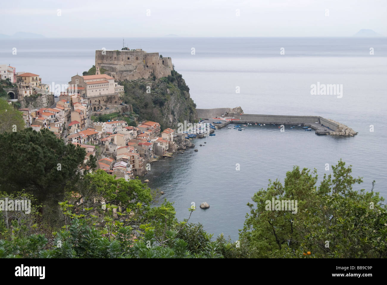 Scilla,Calabria,Italy. a lovely view over the port and the town Stock ...