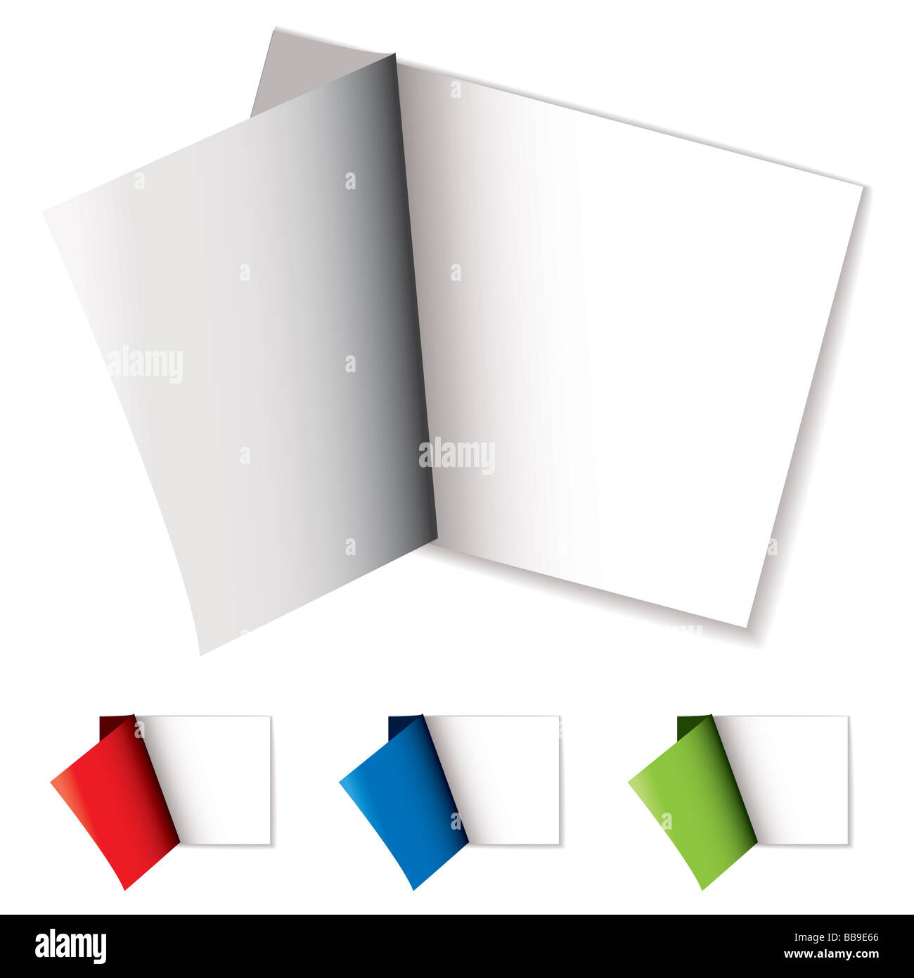 White sticker with colorful cover page peeled off with shadow Stock ...