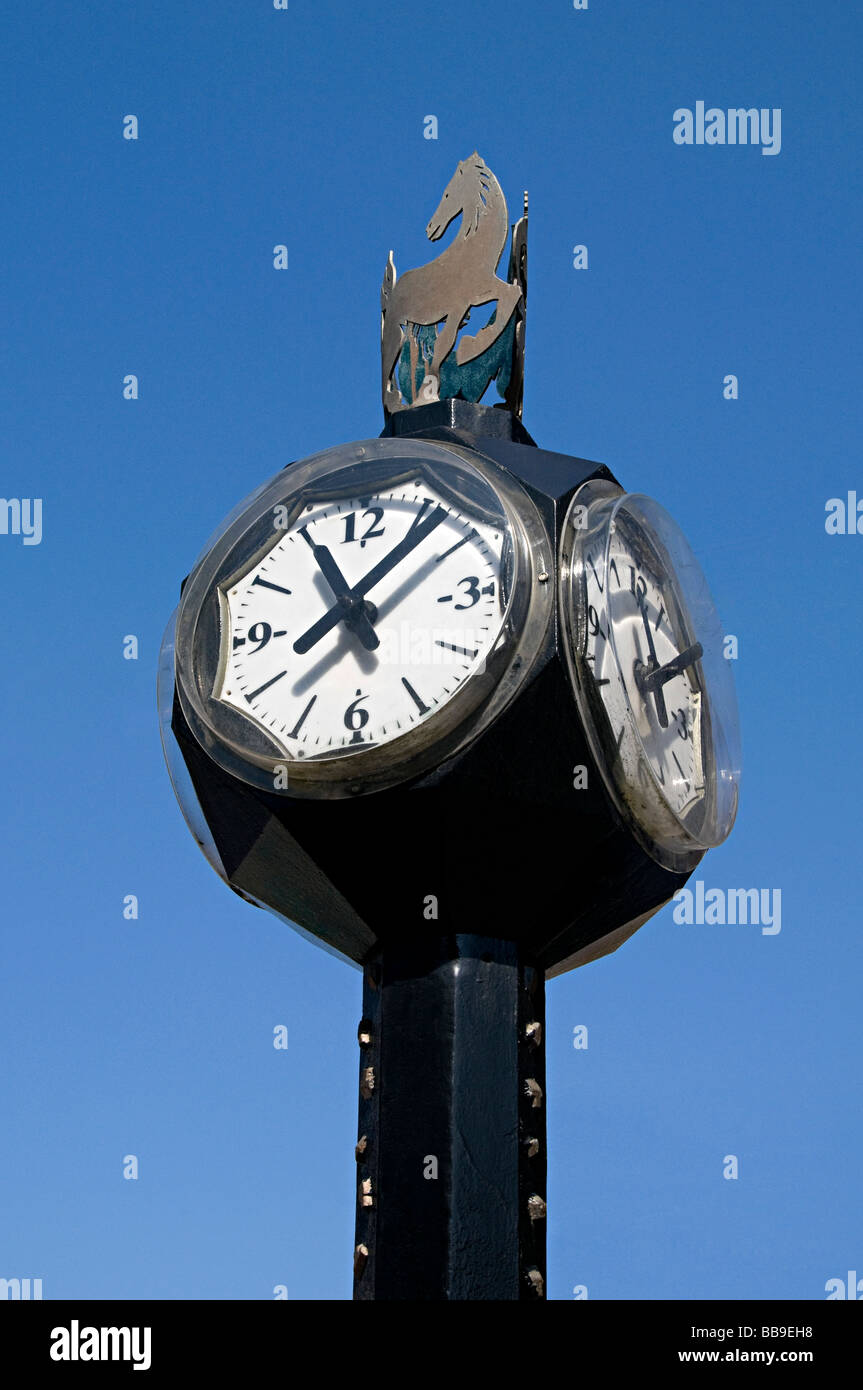 street clock with analog time in lye with blue sky Stock Photo - Alamy
