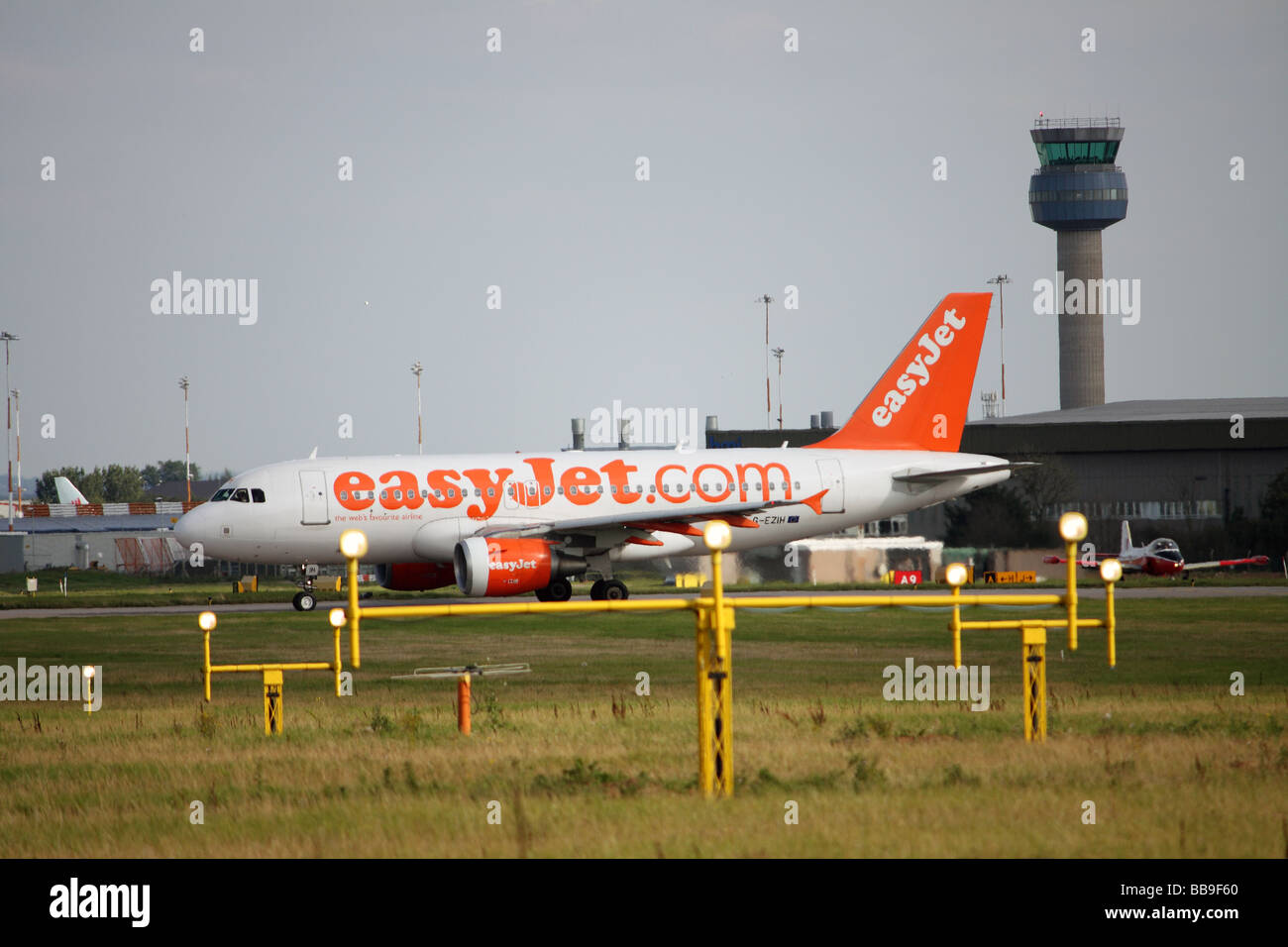 A photograph of an Easyjet passenger airplane at East Midlands Airport ...