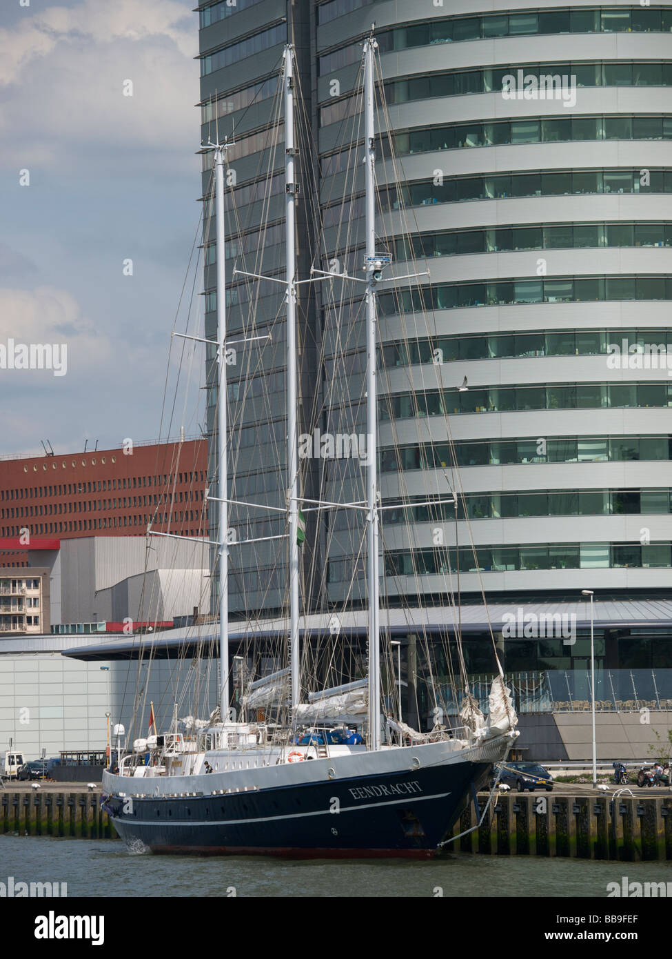 Dutch three mast schooner Eendracht moored in the city centre of ...