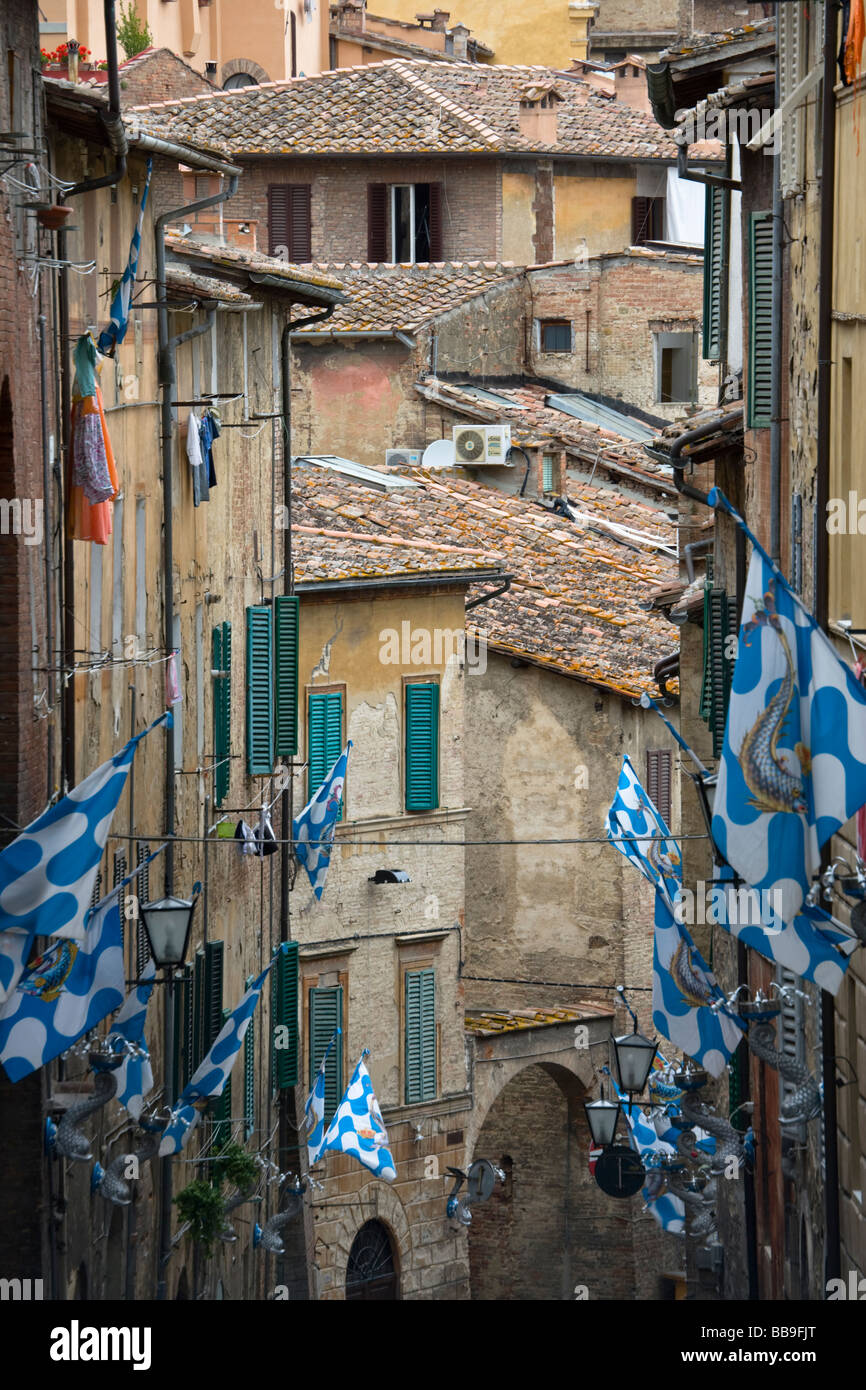 Decorative flags line the streets on the approaches to the Piazza del ...