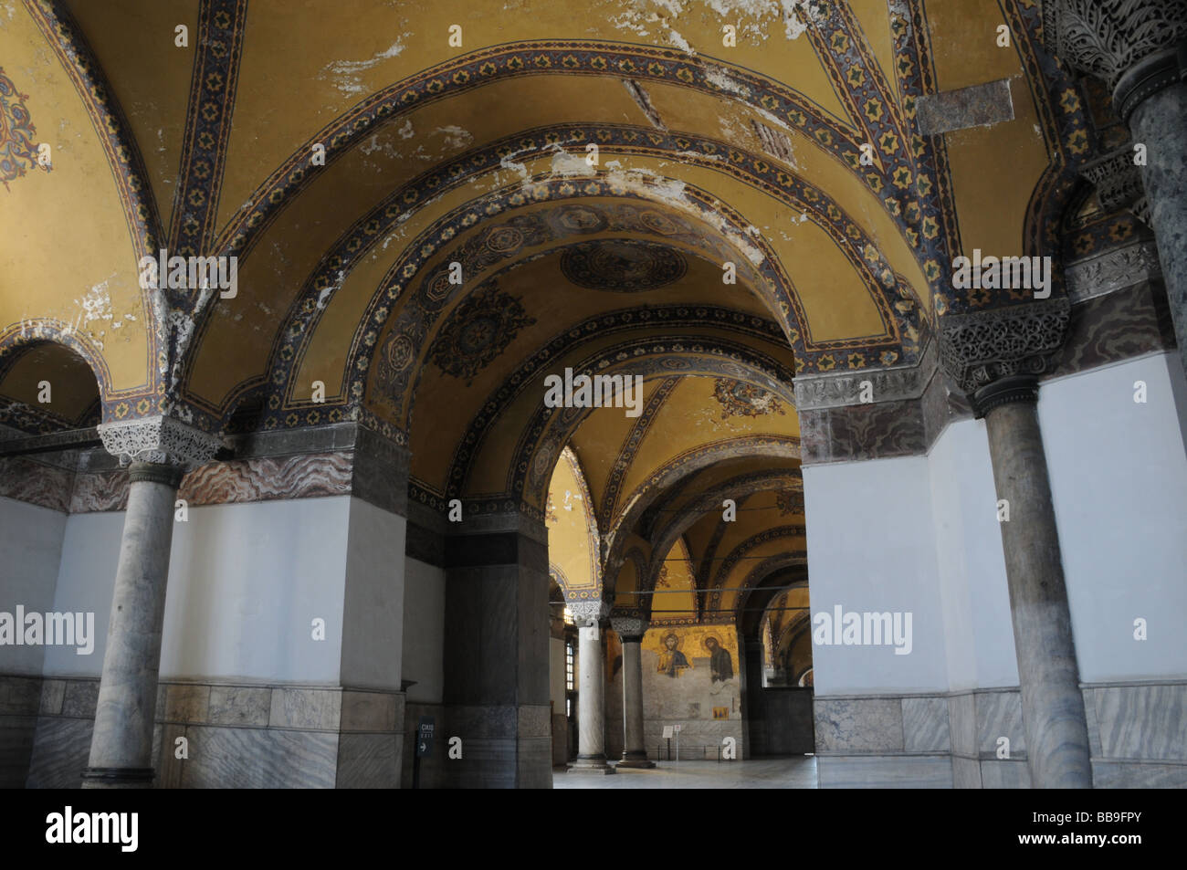 An upper gallery in Hagia Sophia, Istanbul. Built as a church by ...