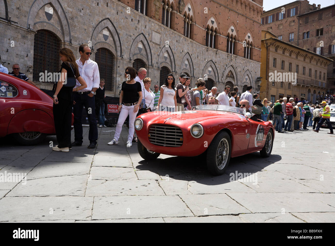 Siata 300BC arriving at Siena, Mille Miglia 2009 Stock Photo - Alamy