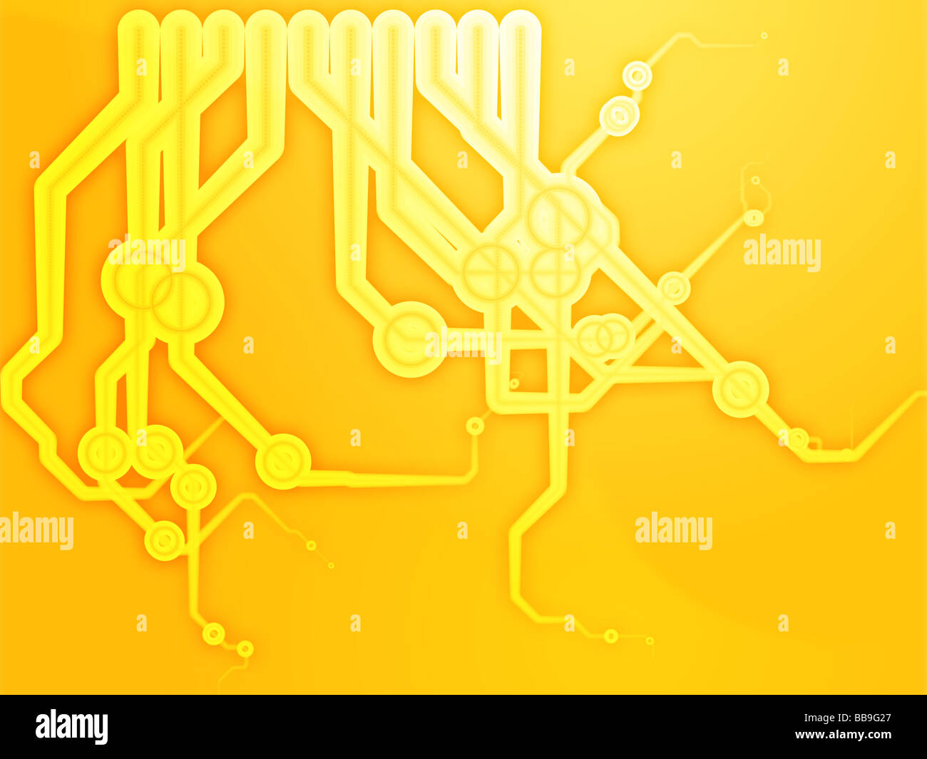 Abstract technical schematic diagram illustration with circuitry and ...
