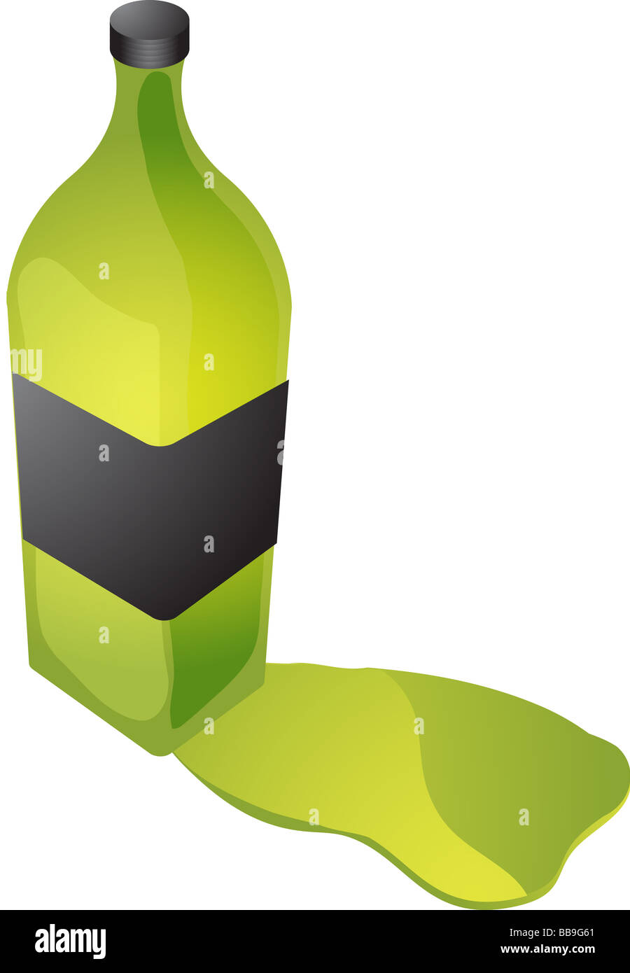 Bottle of brightly colored liquid spilling over Stock Photo - Alamy