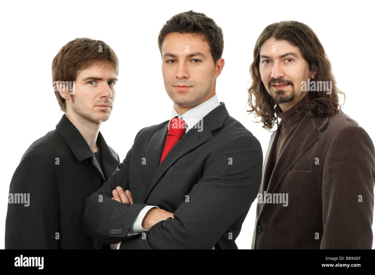 three business men isolated on white background Stock Photo - Alamy