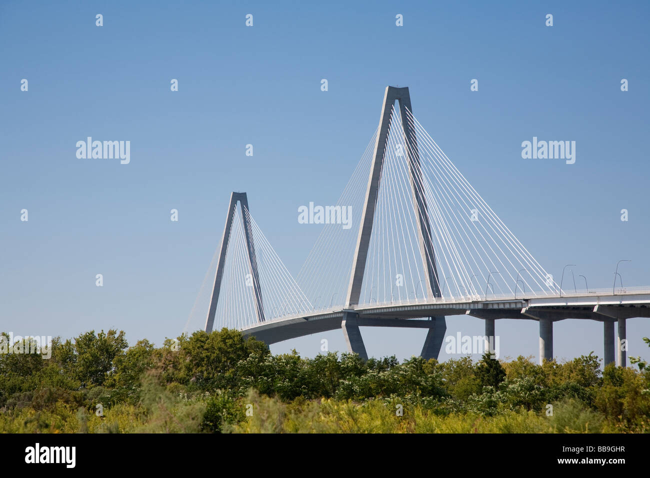 Arthur Ravenel Jr Bridge aka Cooper River Bridge from Mount Pleasant ...
