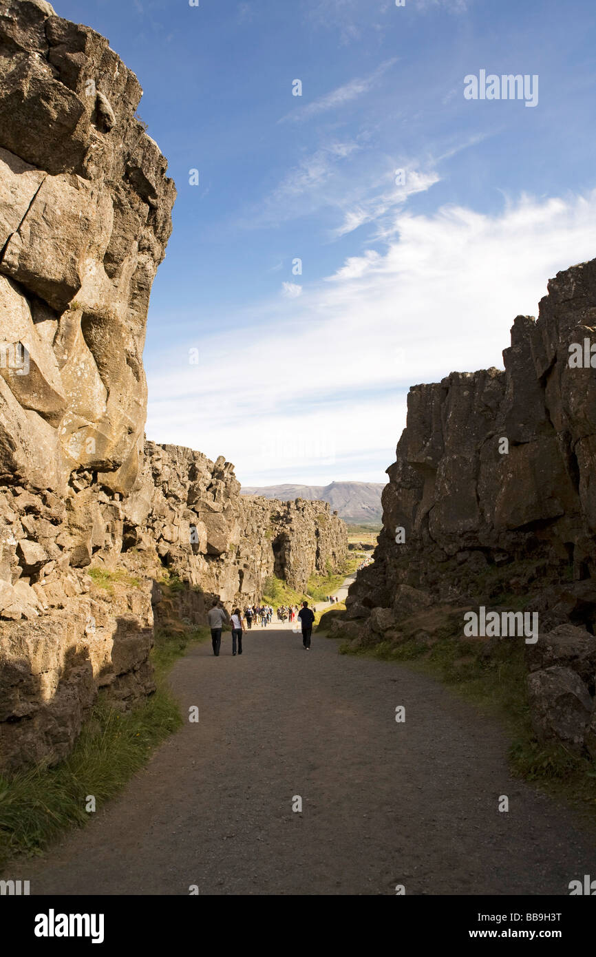 Iceland Pingvellir and the fault plateau seperating the American and ...