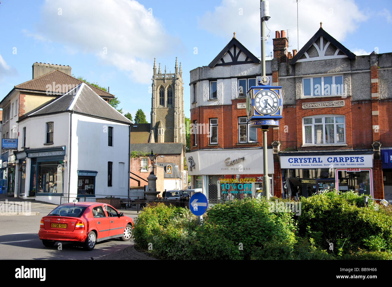 Station Avenue showing St John the Evangelist Church, Caterham, Surrey ...