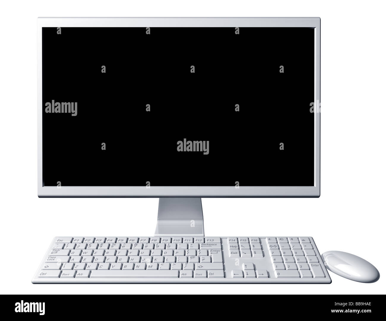 Isolated illustration of a contemporary desktop computer with blank ...