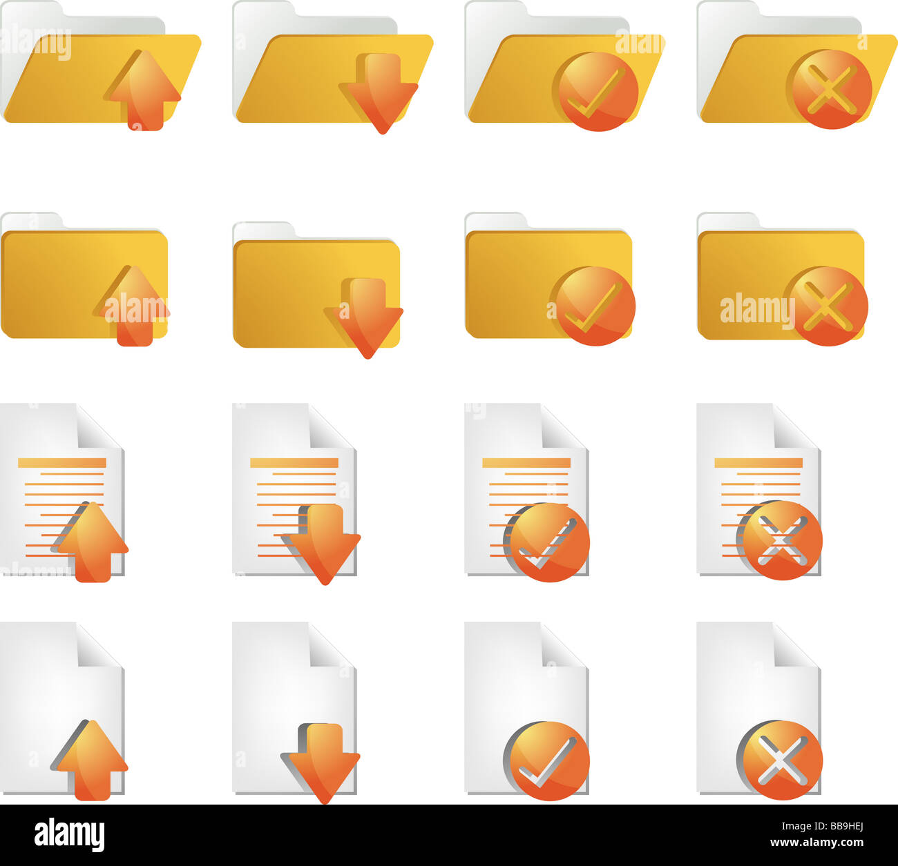 Document folder icon set with different operations Stock Photo - Alamy