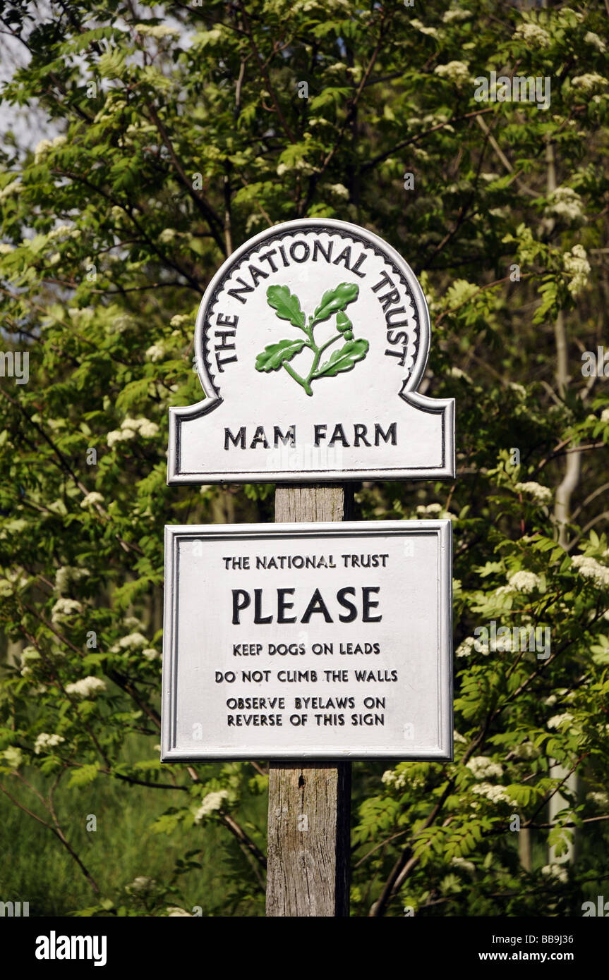 The National Trust, Mam Farm sign Stock Photo - Alamy