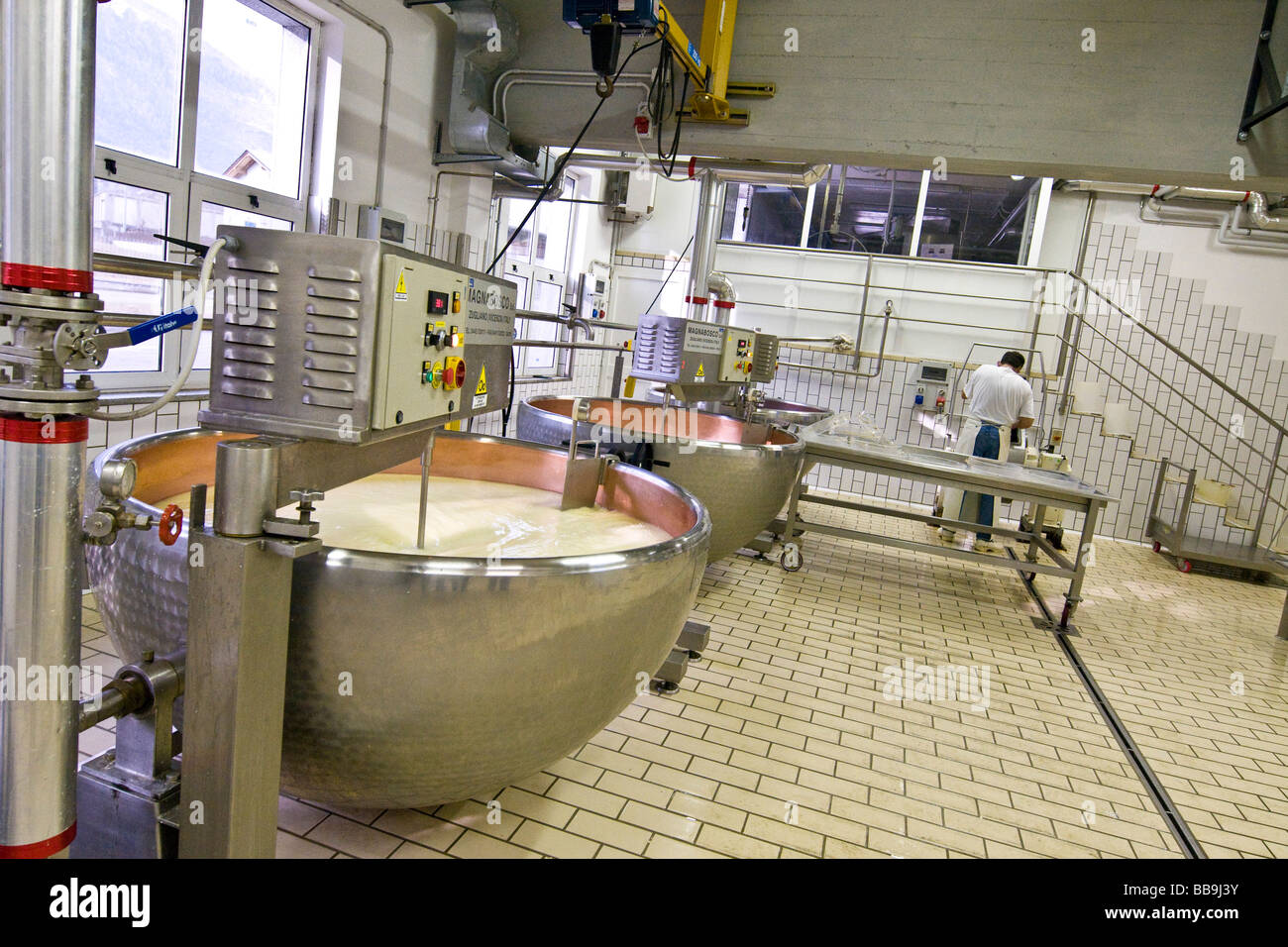 Cheese factory for the production of cheese Fontina Aosta Italy Stock ...