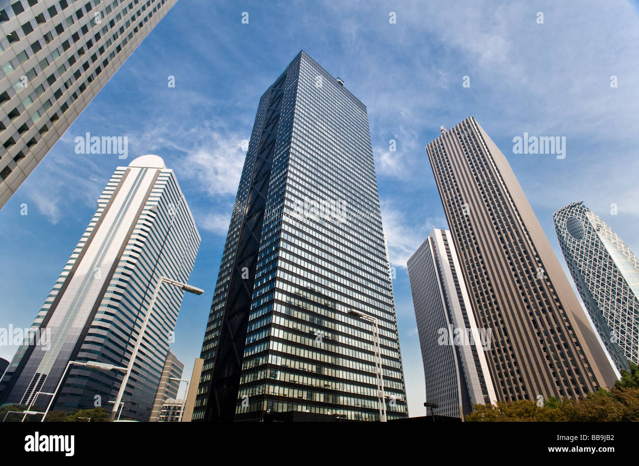 Upward view of skyscrapers in the Shinjuku district Tokyo Japan Stock ...