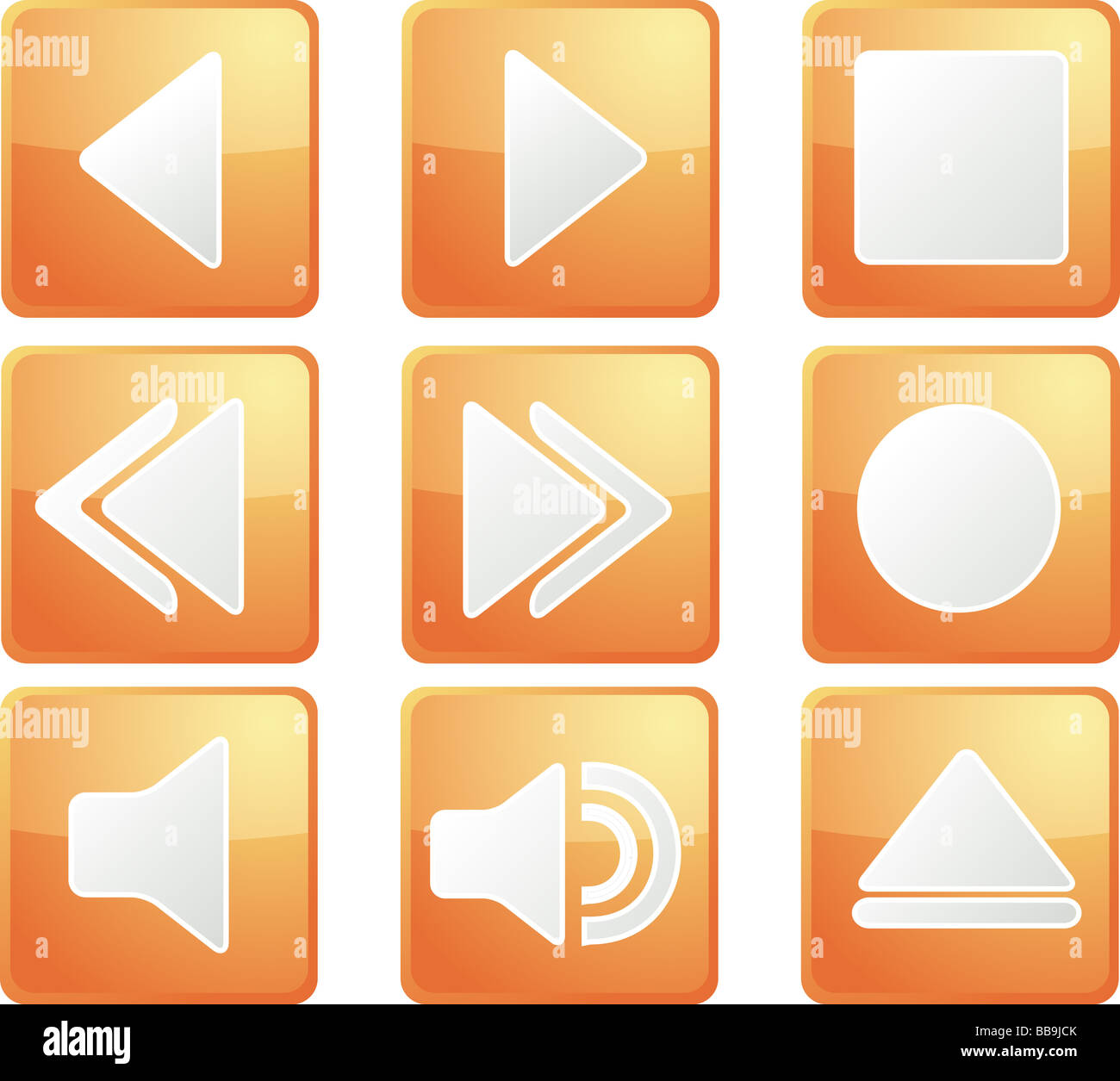 Audio music player icon set square buttons Stock Photo - Alamy
