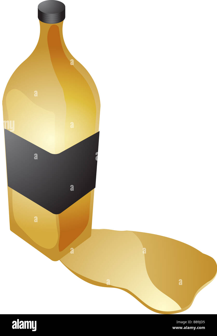 Bottle of brightly colored liquid spilling over Stock Photo - Alamy