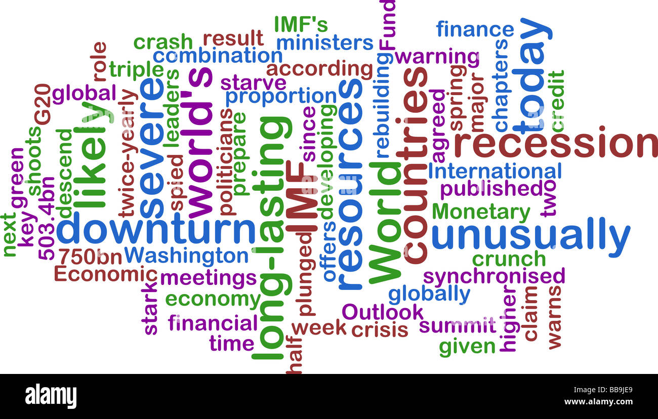 Word cloud concept illustration of recession economy Stock Photo - Alamy