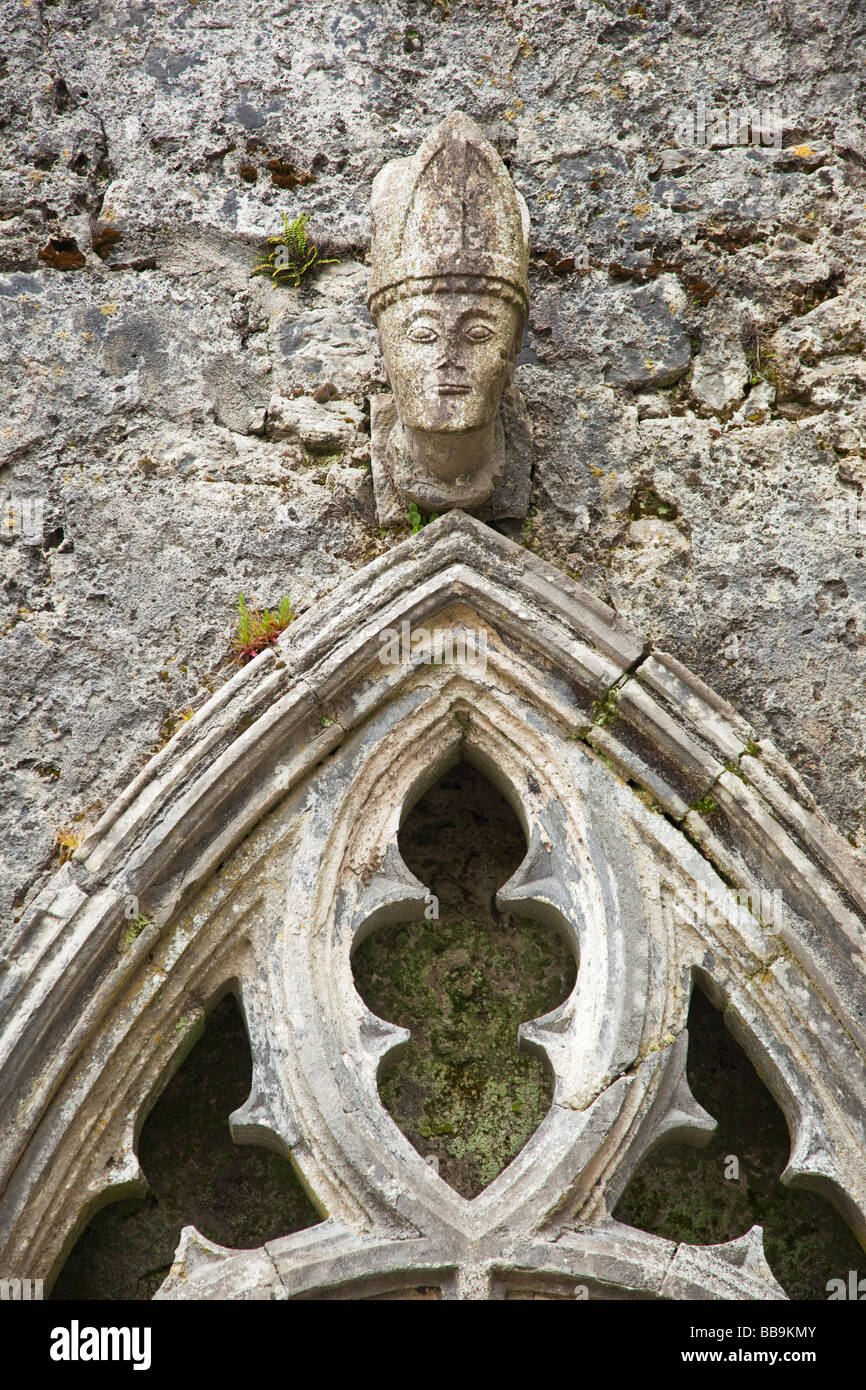 Carved head of bishop in Kilfenora Cathedral Burren County Clare ... Carved head of bishop in Kilfenora Cathedral Burren County Clare ...