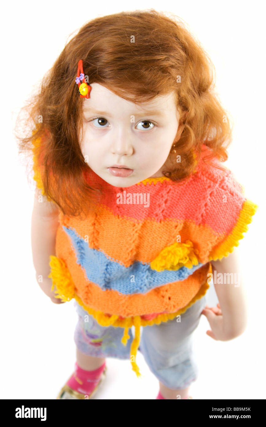 Little curiosity girl isolate on white background Stock Photo - Alamy