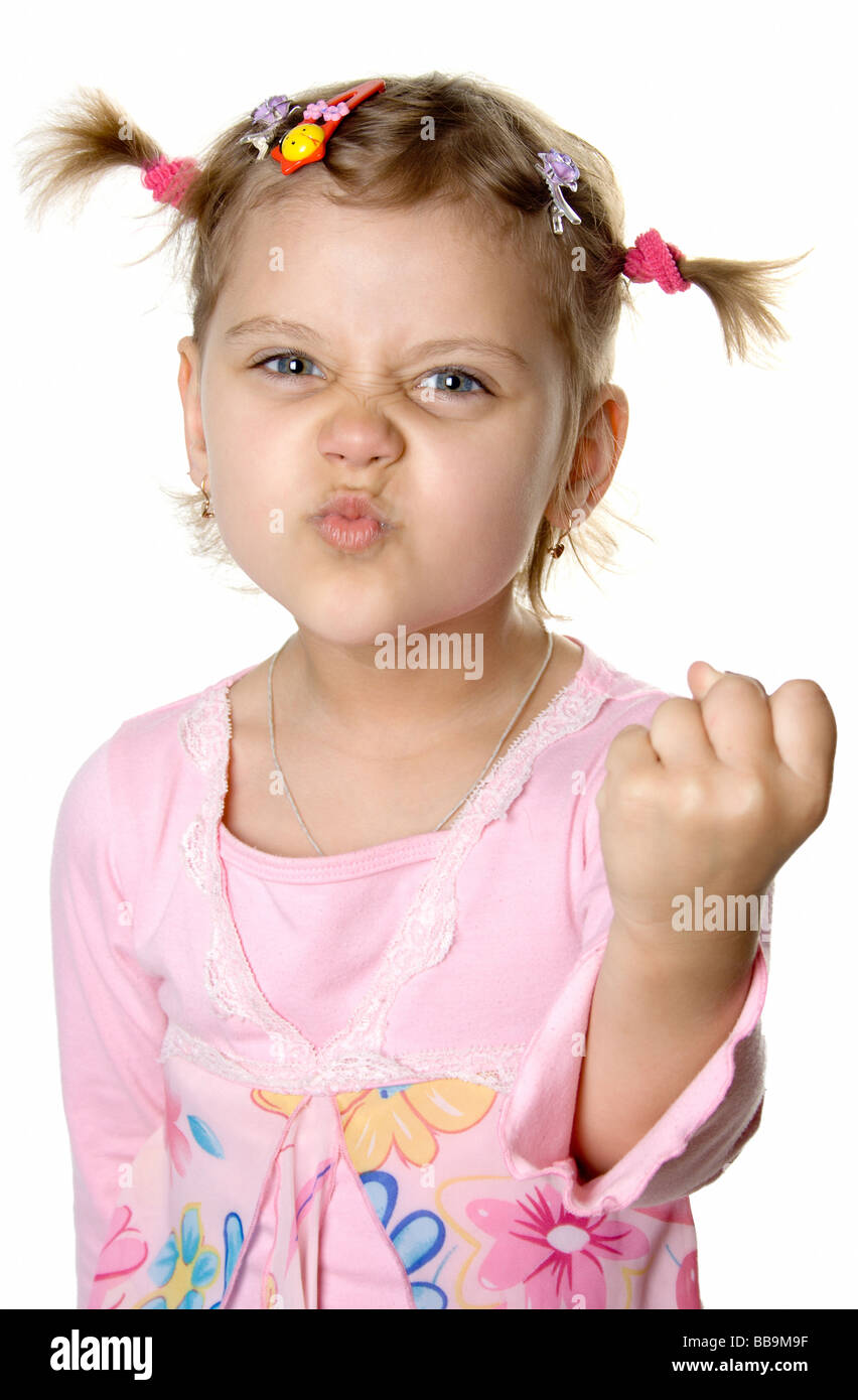 Angry little girl Isolate on white Stock Photo - Alamy