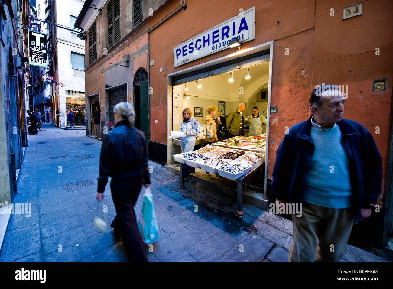 Fish shop in caruggi Genoa Italy Stock Photo - Alamy