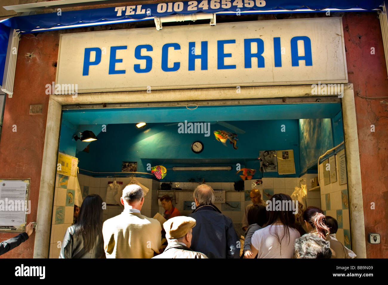 Fish shop in caruggi Genoa Italy Stock Photo - Alamy