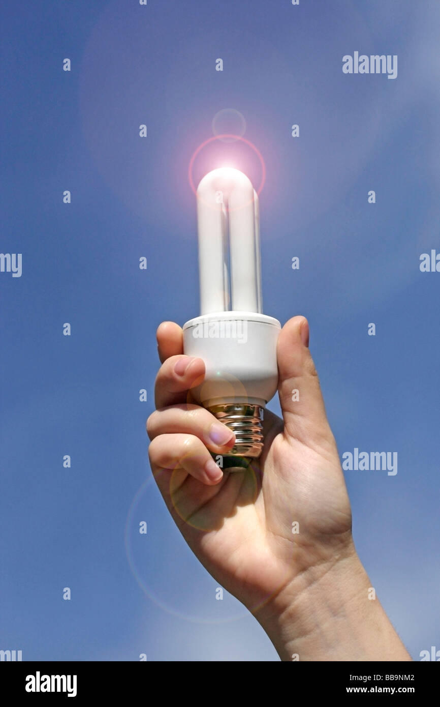 Close up blue energy saving hi-res stock photography and images - Alamy