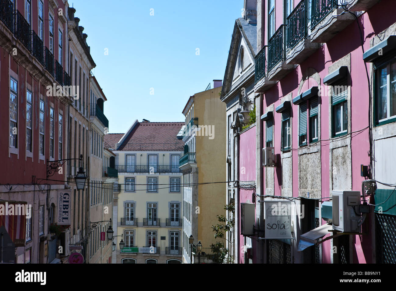 Lisbon foreschortening of the houses of Chiado district Stock Photo - Alamy