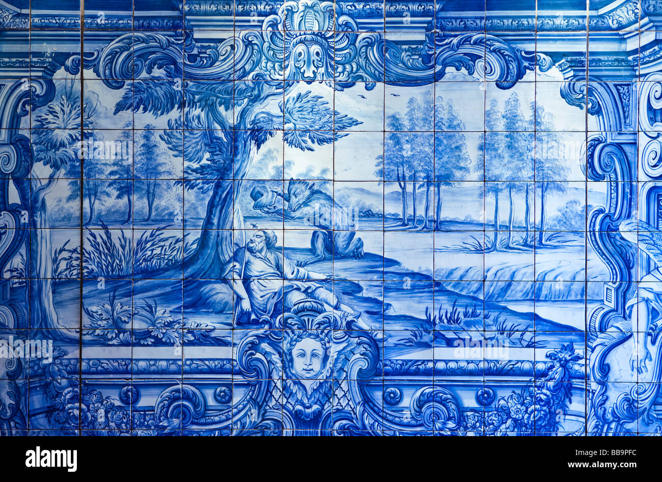 Lisbon the old ceramics azulejos in the S Vincente church inside Stock ...