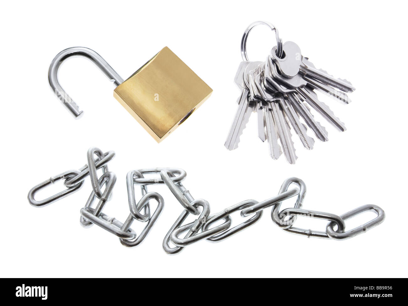 Keys with Padlocks and Chain Stock Photo - Alamy