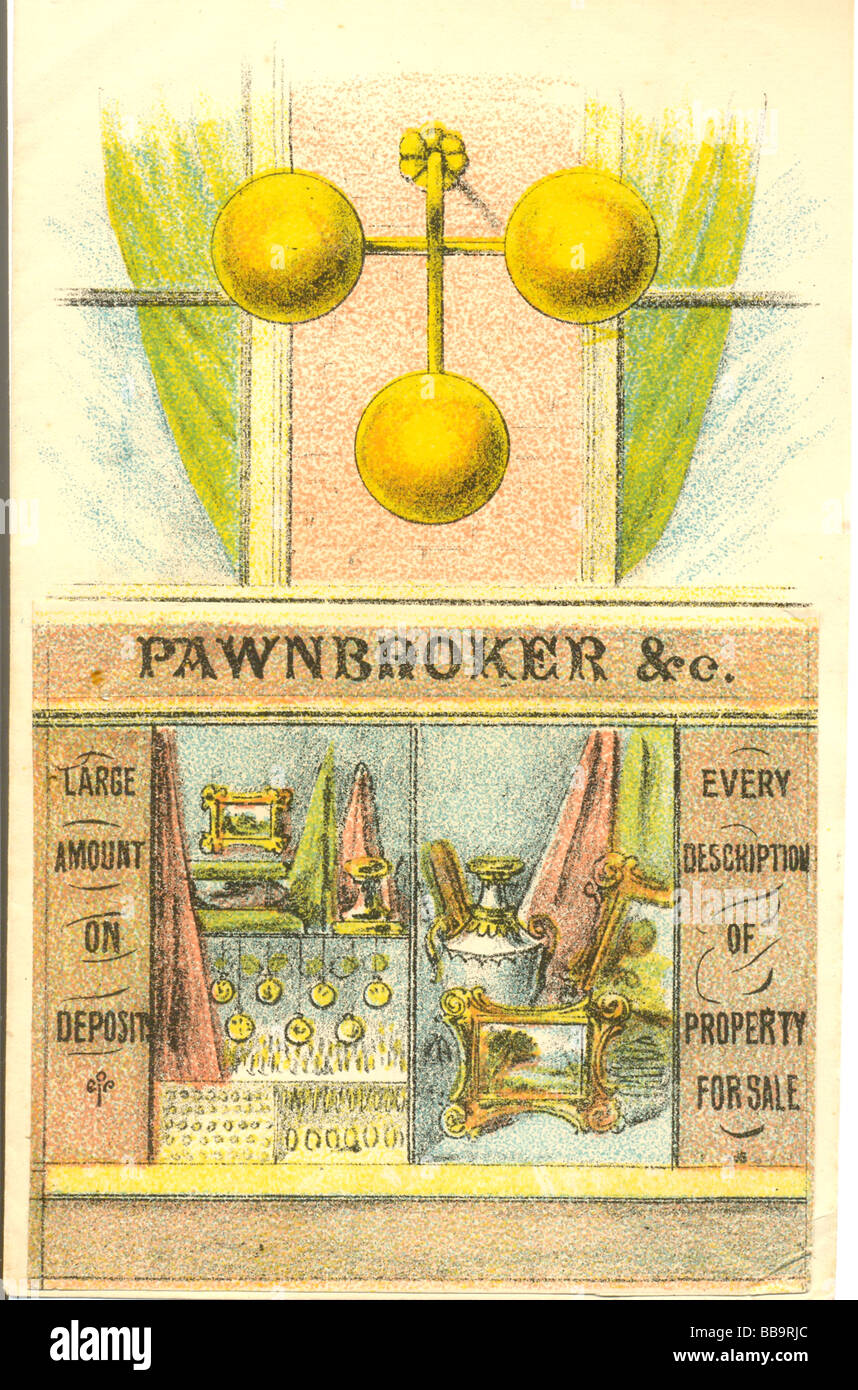 Victorian pawnbroker sign and window Stock Photo - Alamy