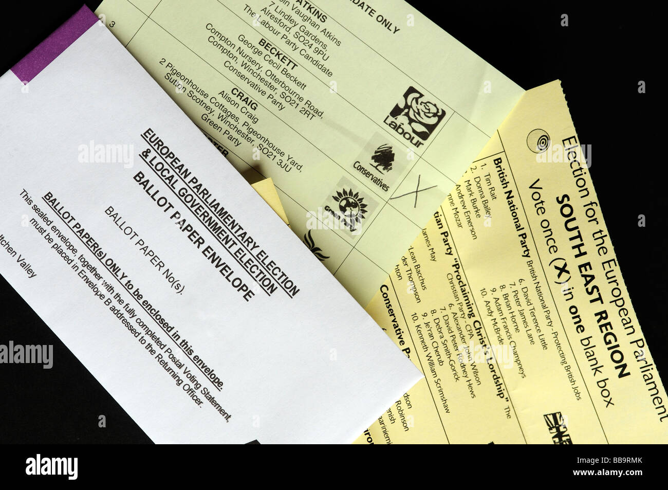 Postal voters ballot papers for the European Parliament and Local ...