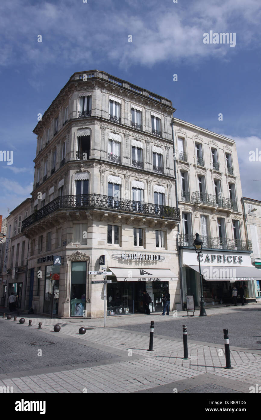 exterior of corner building with shutters Rochefort France May 2009 ...