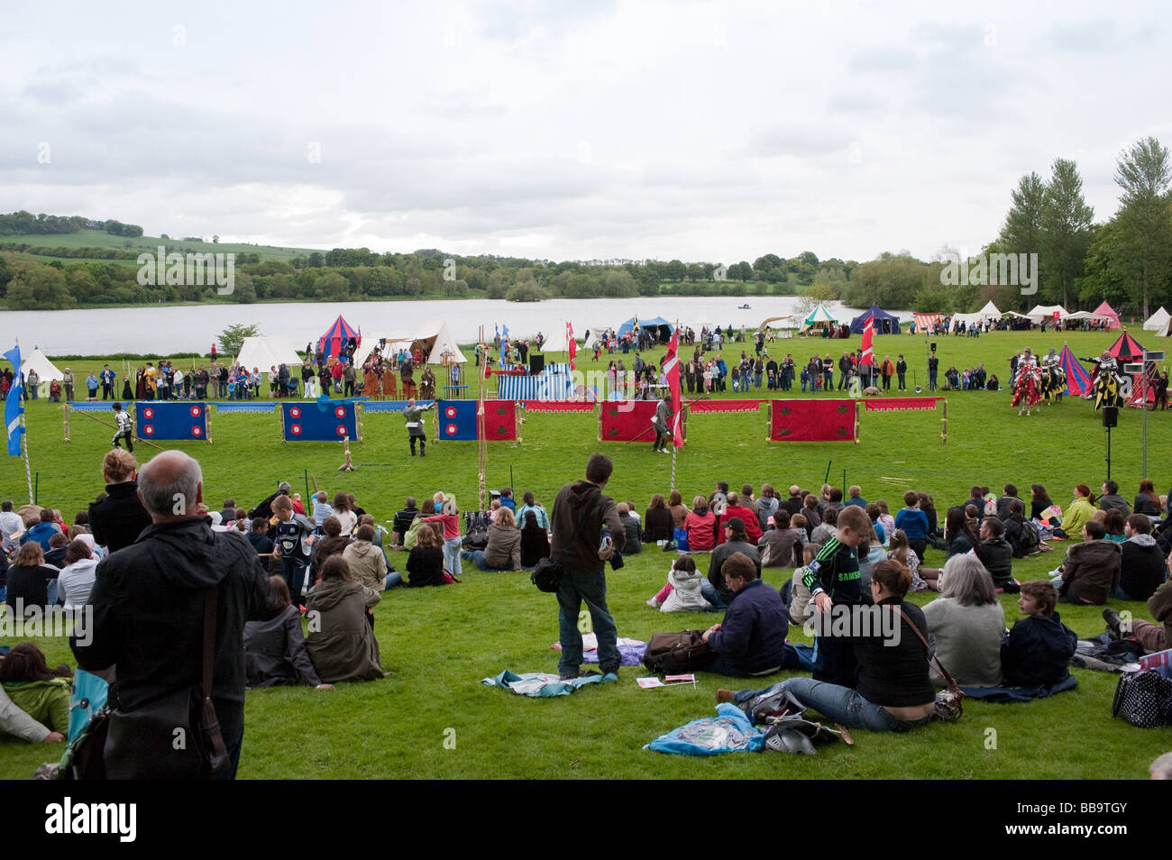 Linlithgow Palace - large crown watch jousting events Stock Photo - Alamy