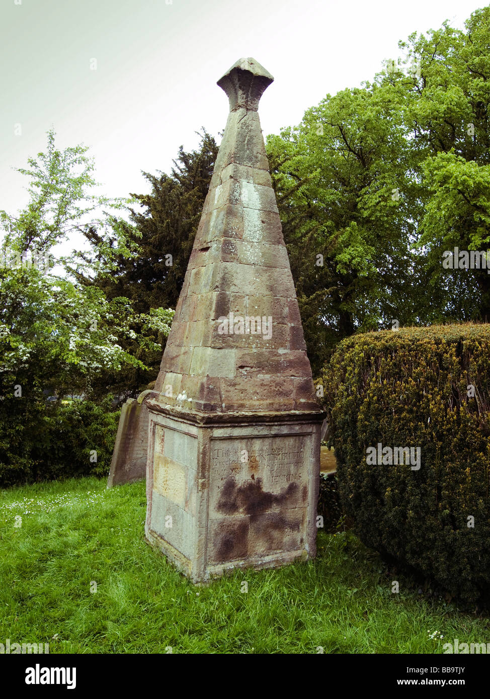 Obelisk at St Marys Church Bolton on Swale commemorating Henry Jenkins ...