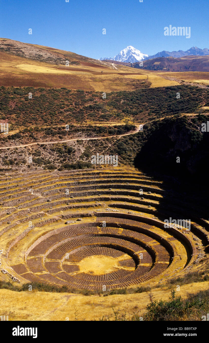 Inca period Concentric terraces Moray Urubamba valley Peru Stock Photo ...