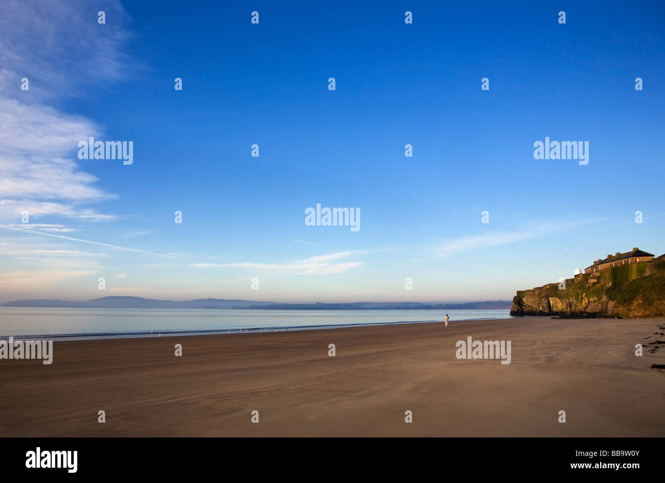 Early morning walker on Arthurstown Beach, Overlooking Waterford ...