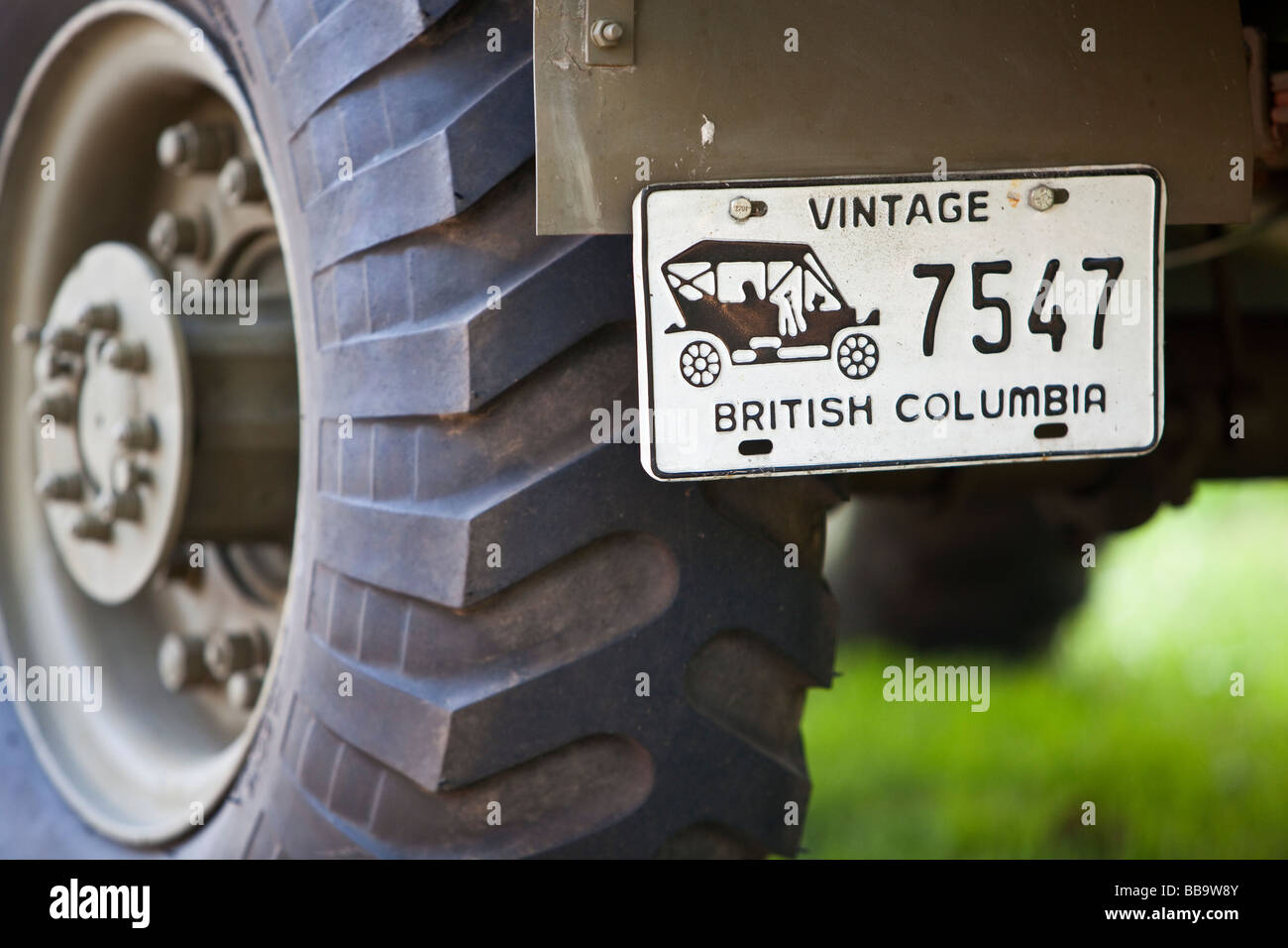 License plate on a historic military vehicle Victoria BC Canada Stock ...
