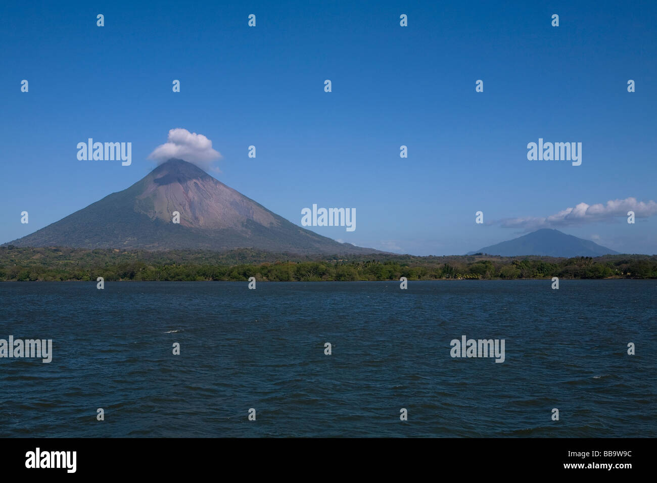 View of la Isla de Ometepe Island with its two active volcanoes from ...