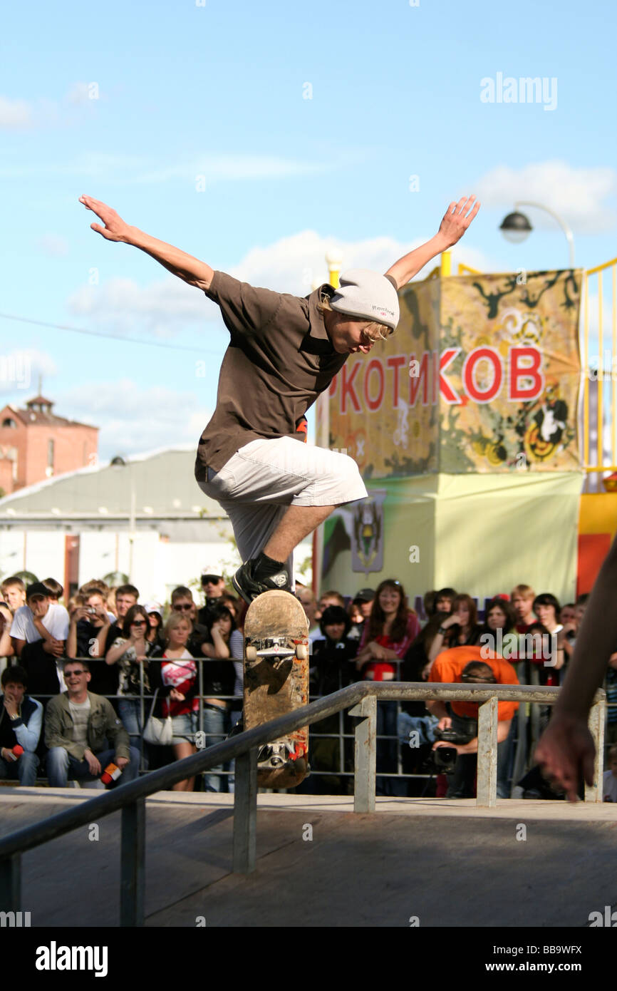 Skateboarder on a jump Stock Photo - Alamy
