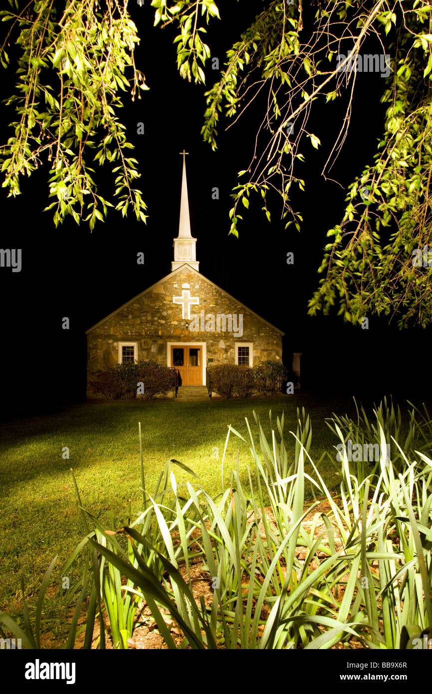 English Chapel Methodist Church at night - Pisgah National Forest, near ...