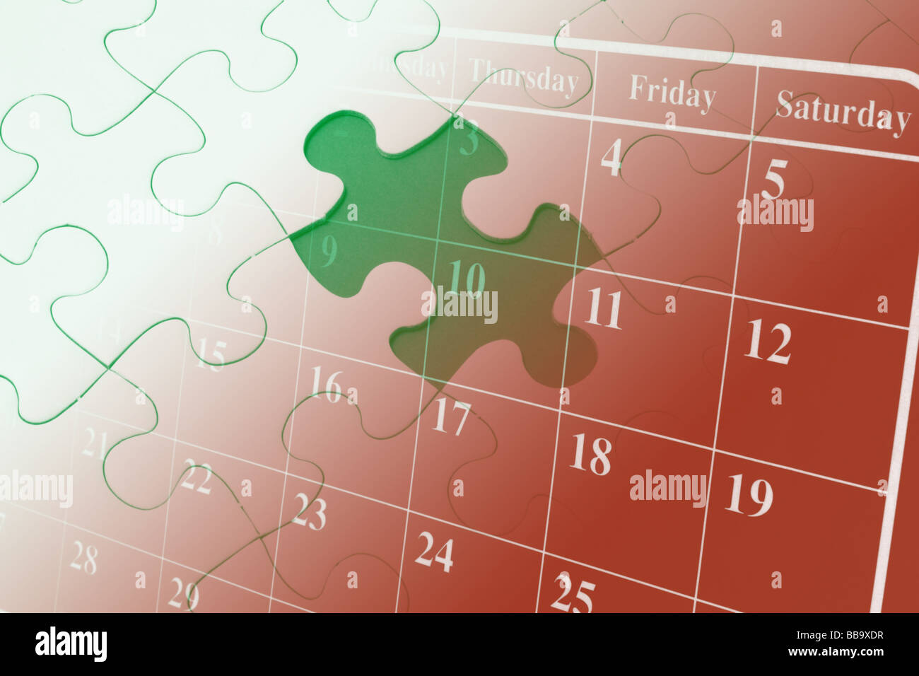 Jigsaw Puzzle Piece and Calendar Stock Photo - Alamy