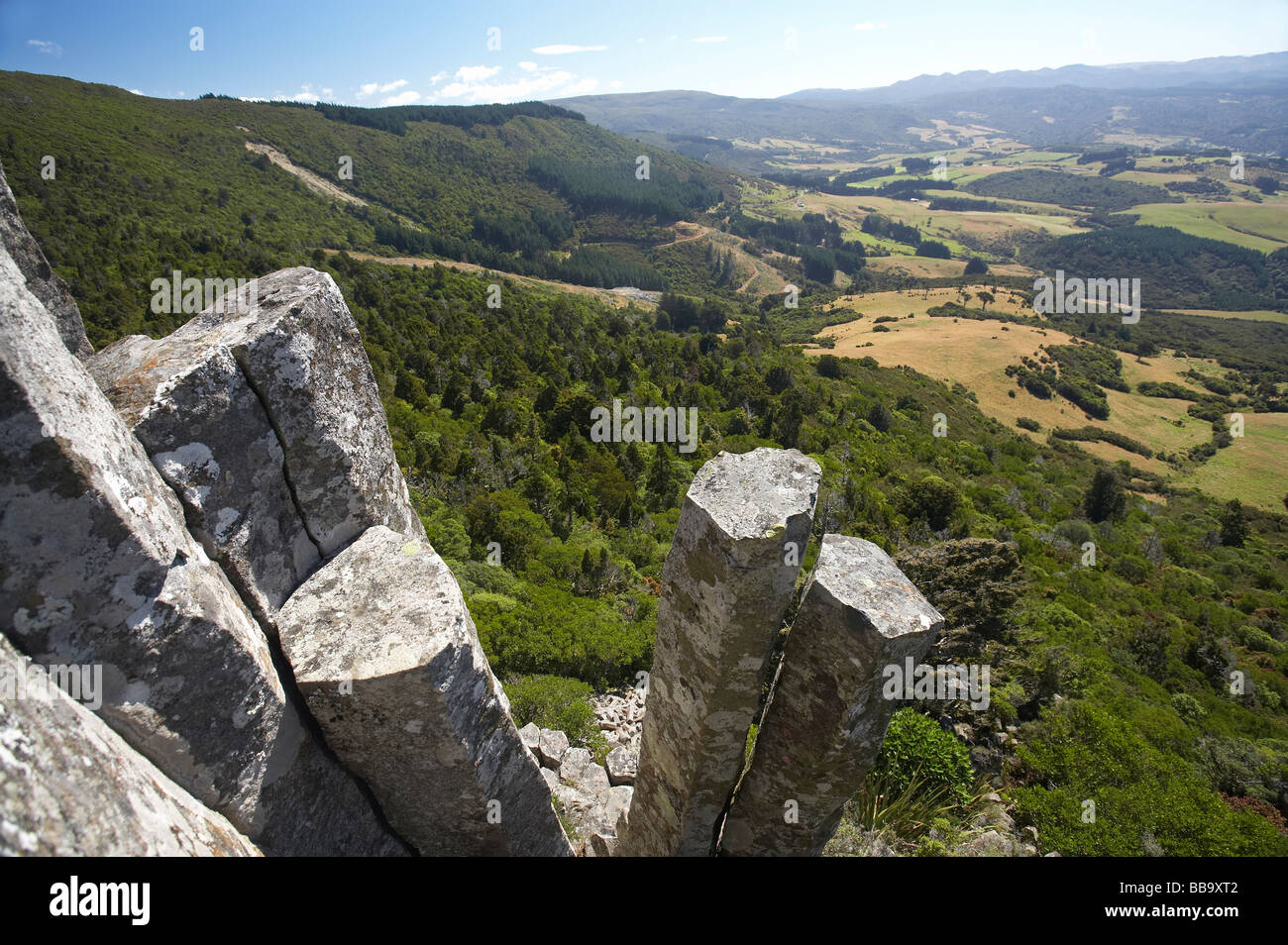 The Organ Pipes volcanic basalt rock columns Mt Cargill Dunedin Otago ...