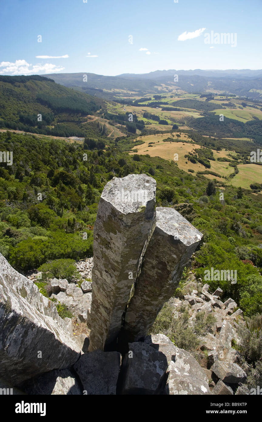 The Organ Pipes volcanic basalt rock columns Mt Cargill Dunedin Otago ...